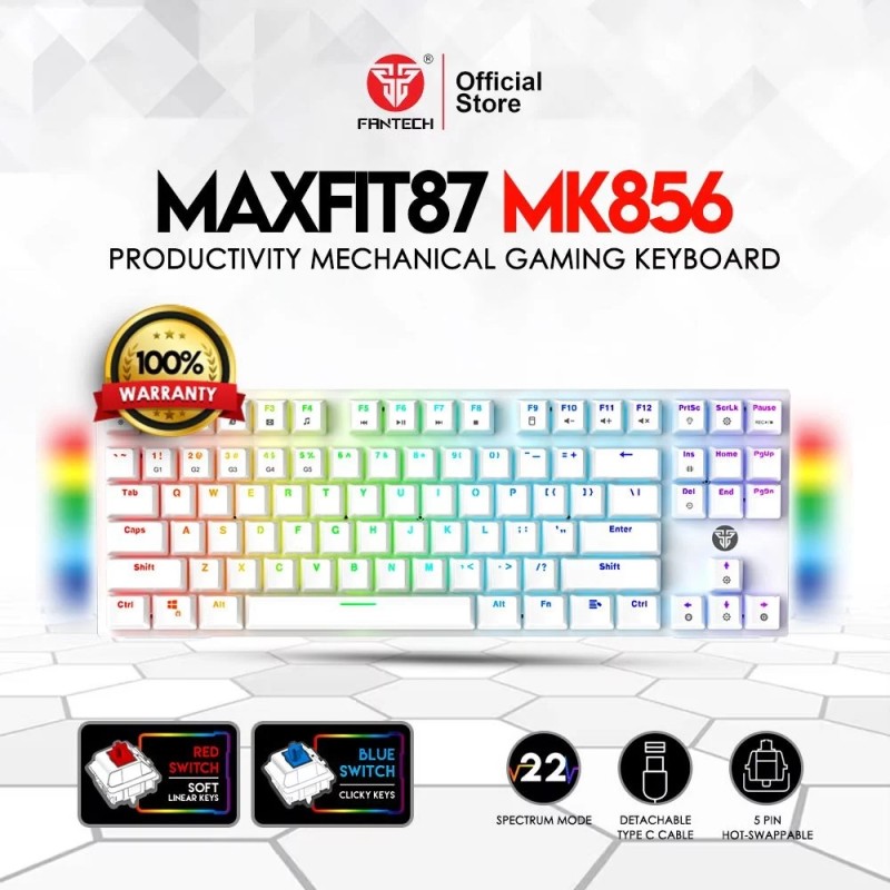 Fantech MAXFIT87 MK856 TKL RGB Mechanical Gaming Keyboard – Buy In ...